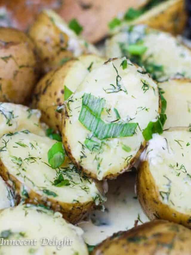 Creamy Goodness: New Dill Potatoes with Scallion Cream Sauce - Eating ...