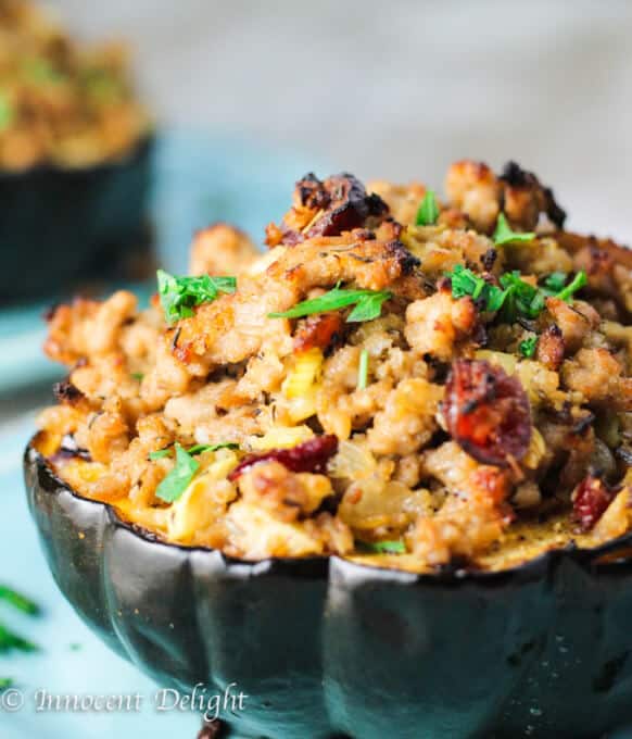 Turkey Stuffed Acorn Squash – all fall flavors in one dish - Eating ...