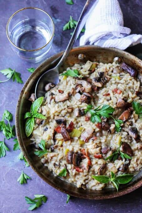Wild Mushroom Risotto with Bacon and Leeks - Eating European